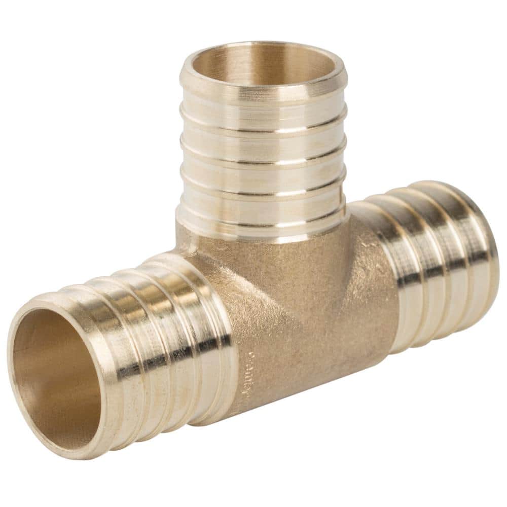 LTWFITTING 1 in. x 1 in. x 1 in. Brass PEX Barb Tee Fittings (5-Pack ...