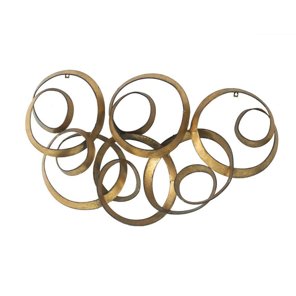 22 in. x 38.5 in. Gold Metal Work, Wall Art Decor with Multiple ...
