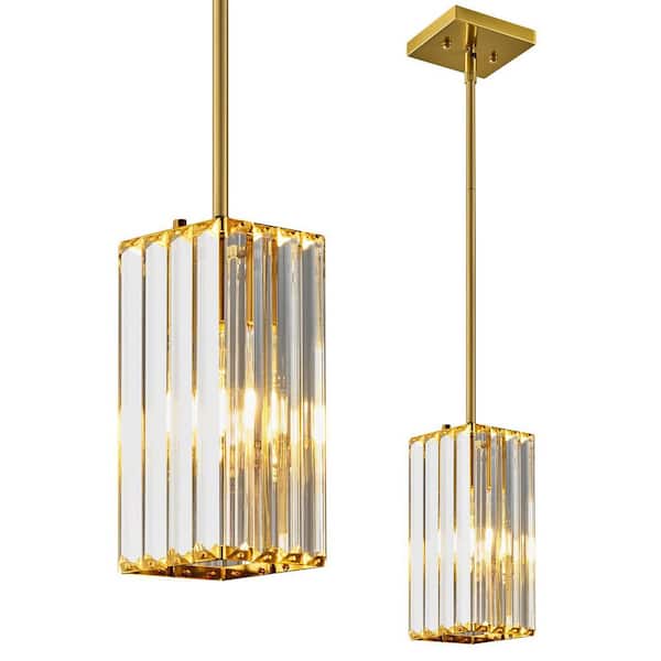 ZHLWIN Home Lighting 60-Watts E26 Base 1-Light Modern Gold Crystal ...