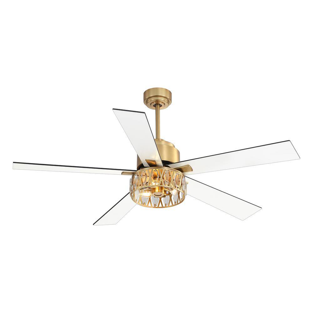 Lamober Hexton 52 in. Indoor Gold Ceiling Fans with Light Kit and ...