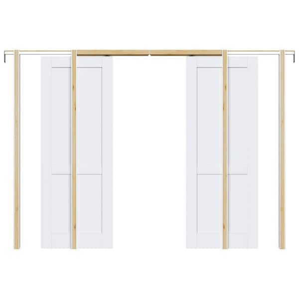 ARK DESIGN 64 in. x 80 in. 2-Lite White Primed Solid Core Door Slab ...