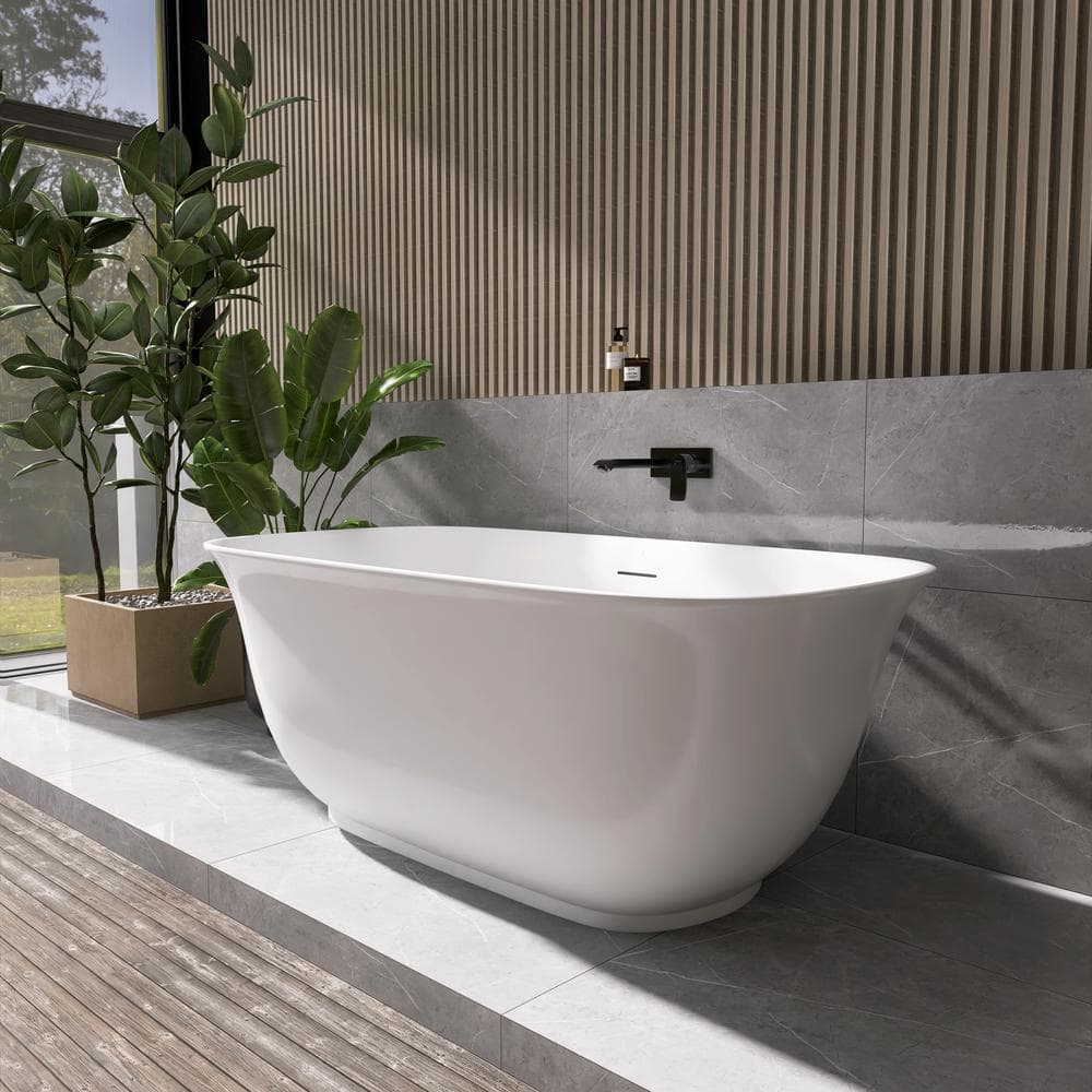 Adecab 59 in. x 31.5 in. Acrylic Freestanding Flatbottom Double Ended ...