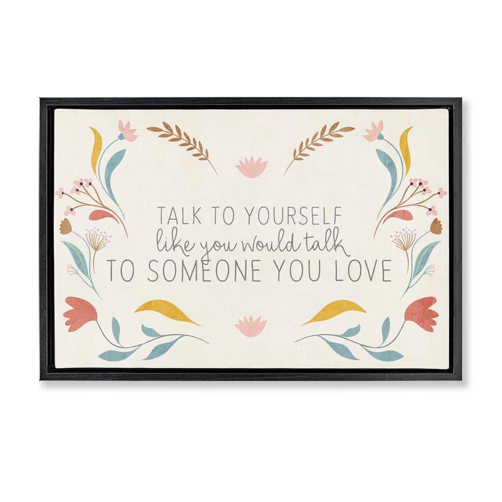 Stupell Industries Floral Self Love Inspirational by Kim Allen Black ...