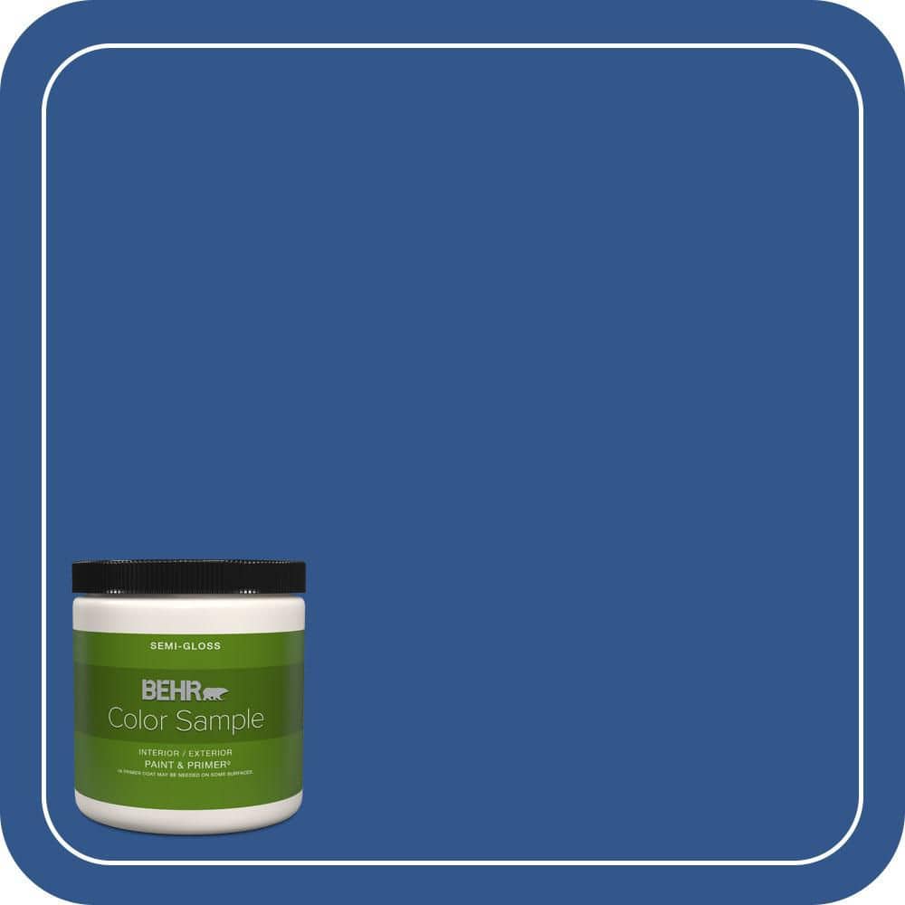 BEHR PREMIUM PLUS 8 oz. #PPU15-03 Dark Cobalt Blue Semi-Gloss Interior ...