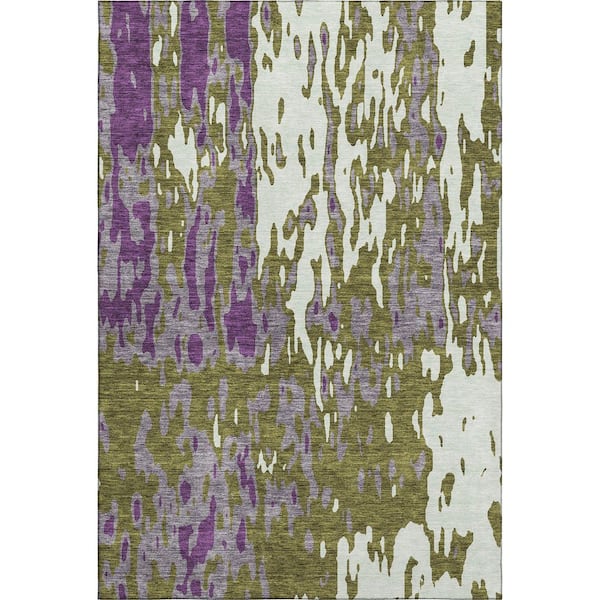 Addison Rugs Mayfield Premium Machine Washable Abstract AMF957 Olive 3 ...