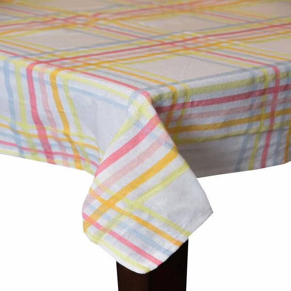 Lintex Rainbow Plaid 100%Cotton Tablecloth 52X70 417139 - The Home Depot