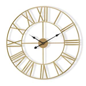 Sorbus Gold Analog Metal Lighted Wall Clock CLK-WAL30-GLD - The Home Depot