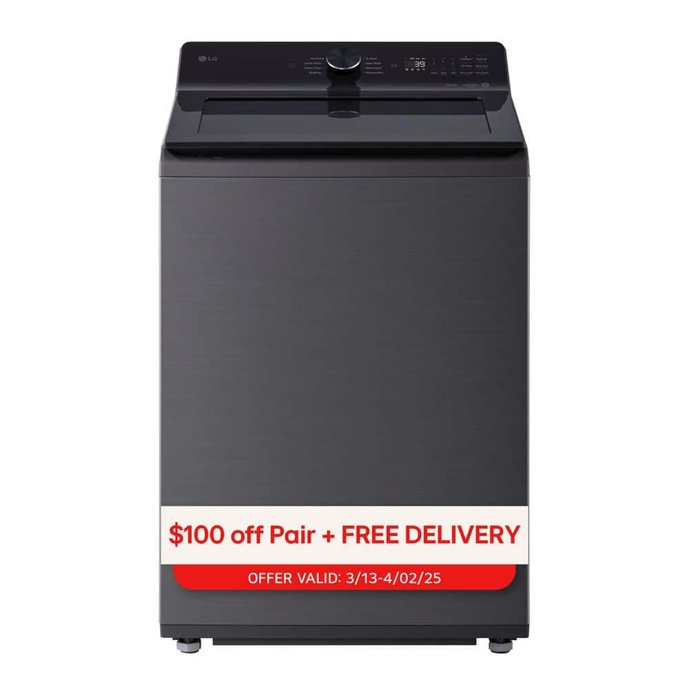LG 5.0 cu.ft. SMART Top Load Washer in Platinum Black with TurboWash, Easy Unload and AI Sensing ...