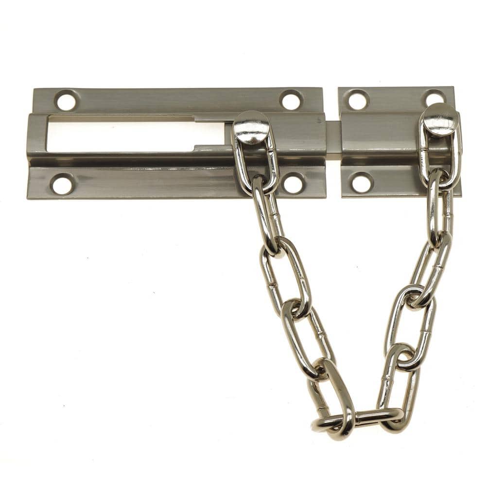 idh by St. Simons Solid Brass Chain Bolt Guard in Satin Nickel 11049 ...