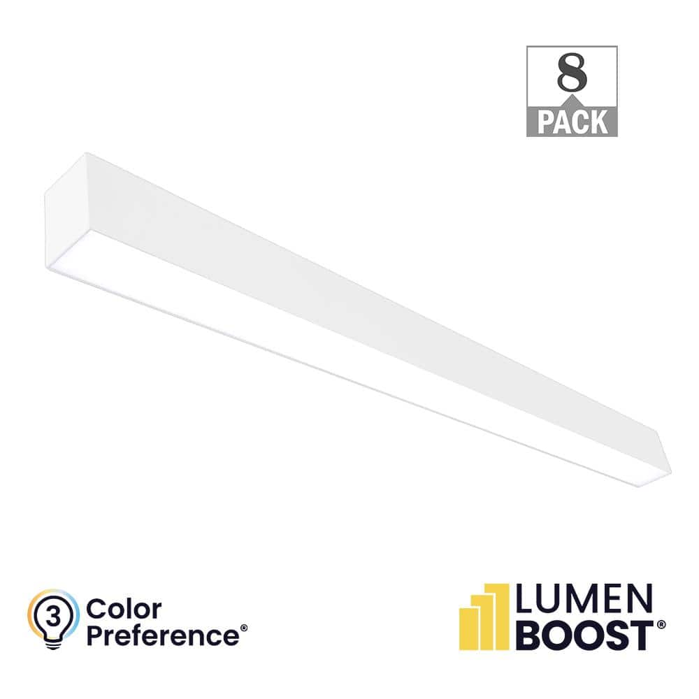 ETI LIGHTING 8-Pack 4 ft. Integrated LED White Strip Light Fixture ...