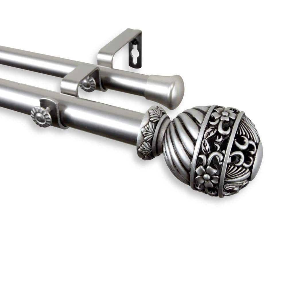 Rod Desyne 66 in. - 120 in. Telescoping 1 in. Double Curtain Rod Kit in ...