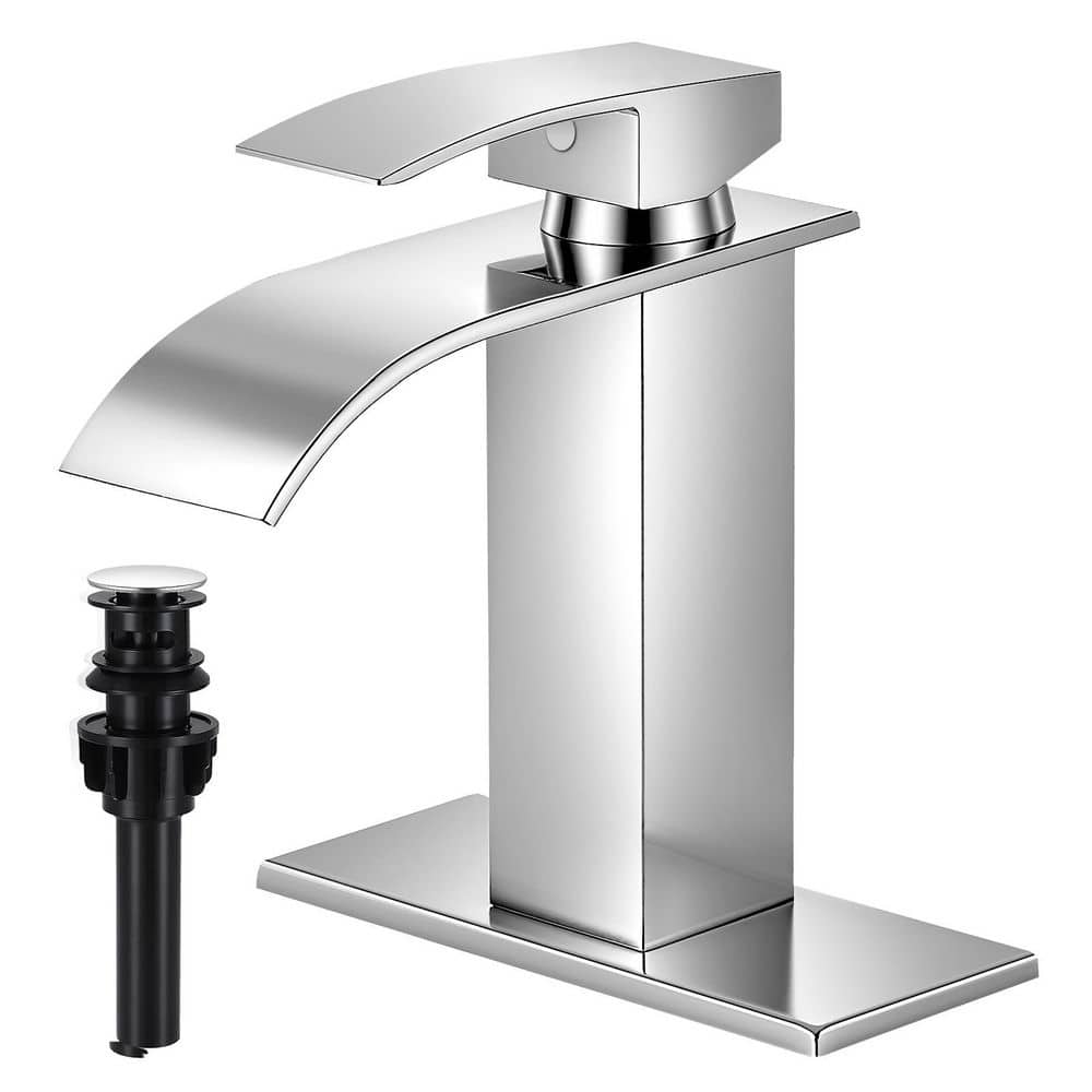 MTTCLE Single Handle Waterfall Spout Single Hole Bathroom Sink Faucet ...