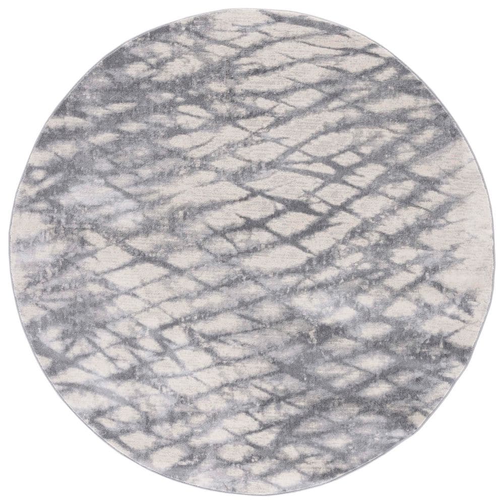 SAFAVIEH Jasper 7 ft. x 7 ft. Gray/Ivory Abstract Linear Round Area Rug ...