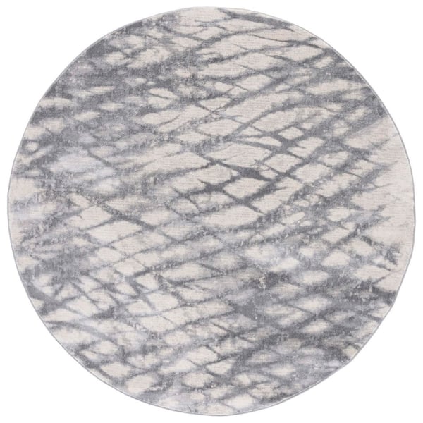 SAFAVIEH Jasper 7 ft. x 7 ft. Gray/Ivory Abstract Linear Round Area Rug ...