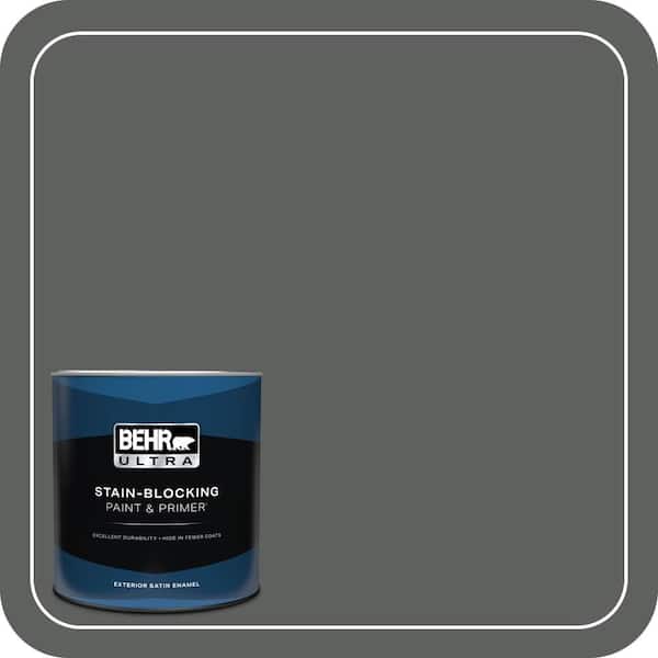 BEHR ULTRA 1 qt. #N460-6 Hematite Satin Enamel Exterior Paint & Primer ...