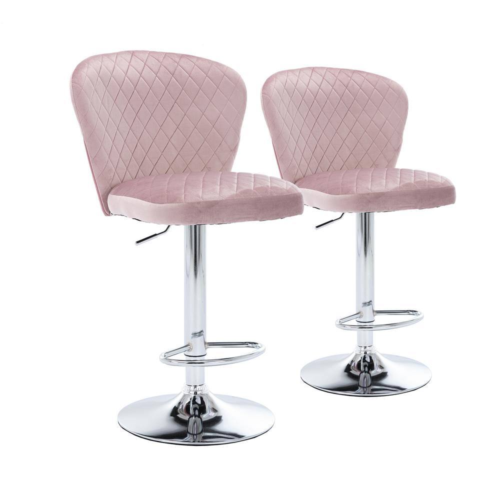 HOMEFUN 46 in. Light Pink Toweling Fabric Swivel Adjustable Counter ...