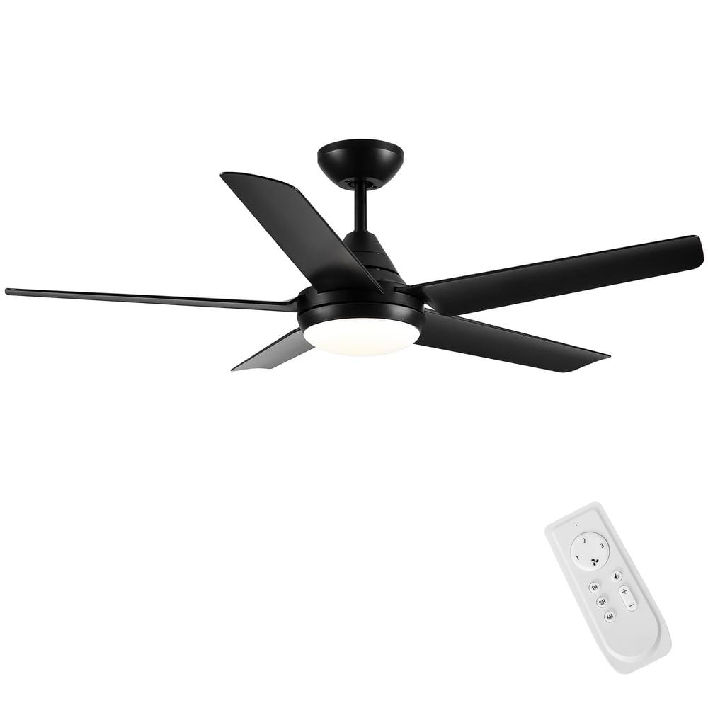 PUDO Modern 48 in 1-Light Integrated LED Indoor Black Ceiling Fan ...