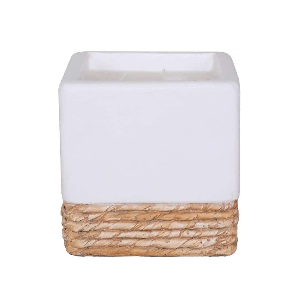 MPG (Set of 2) Matte White Square Twisted Seagrass Citronella Candle ...