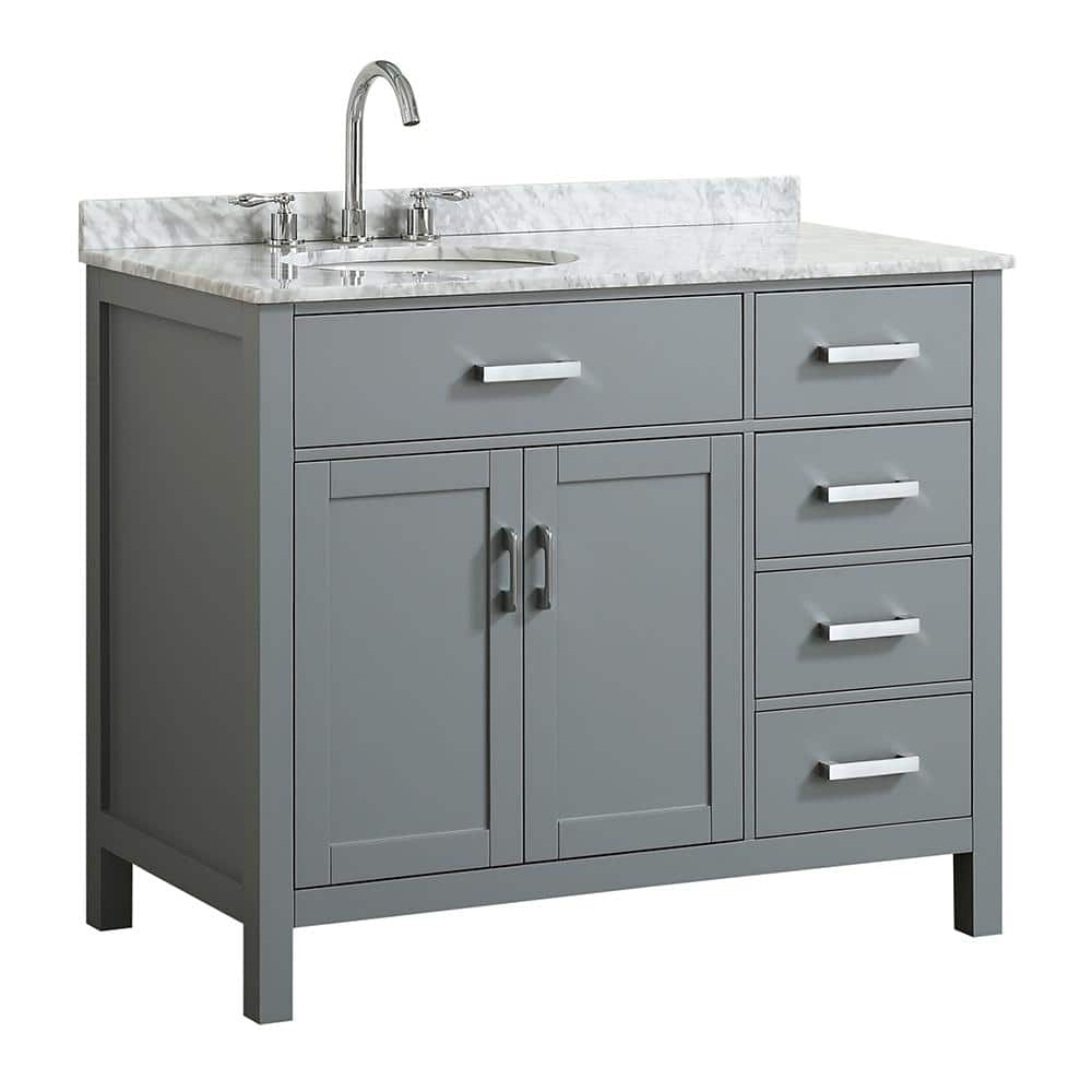 BEAUMONT DECOR Hampton 43 in. W x 22 in. D Bath Vanity in Grey with ...