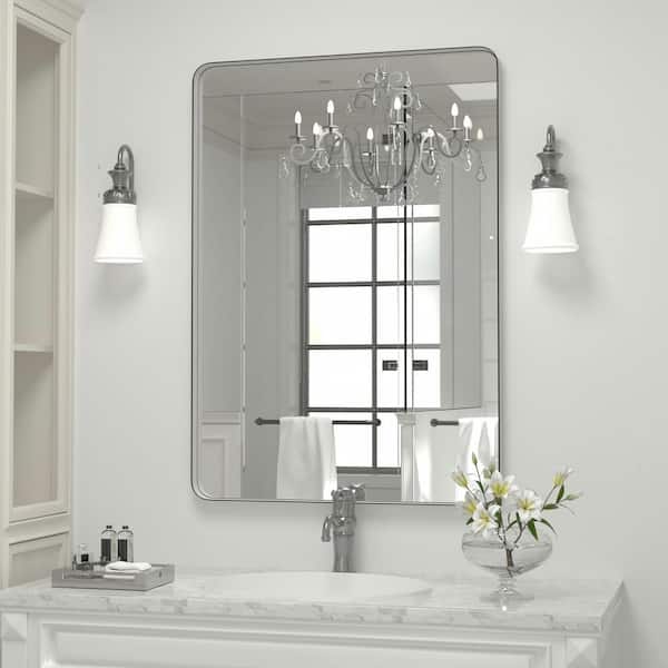 PRIMEPLUS 16 in. W x 24 in. H Small Rectangle Metal Framed Wall Mirror ...