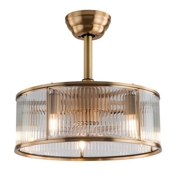 OUKANING 18 in. Indoor Gold Modern 5-Light 6 Speeds Caged Ceiling Fan ...