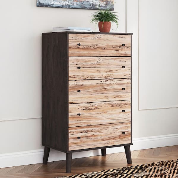 Signature DESIGN BY ASHLEY Piperton Brown/Black 5 Drawers 29.88 in ...