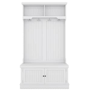 Reviews for URTR White Hall Tree with Storage Shelves, Cabinet and 4 ...