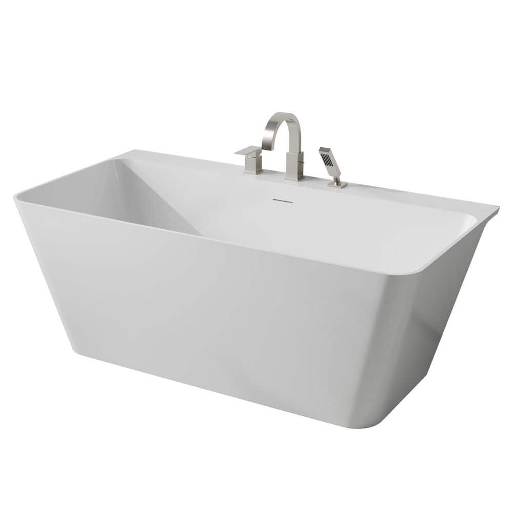 ANZZI Vault Series 59 in. x 30 in. Flat Bottom Acrylic Freestanding ...