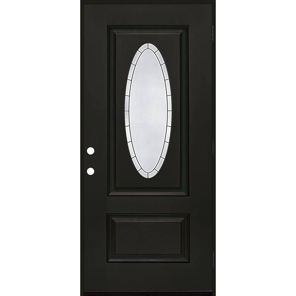 Steves & Sons Regency 36 in. x 80 in. 3/4L Oval Empire Decorative Glass LHOS Onyx Fiberglass ...