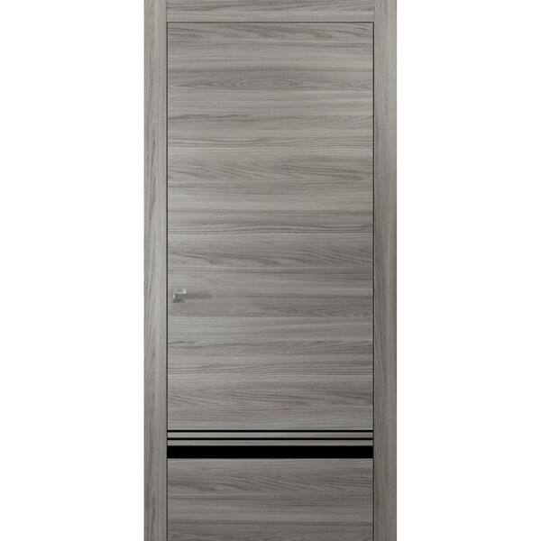 Sartodoors 28 in. x 80 in. 1 Panel Ginger Ash Finished Solid Wood with ...