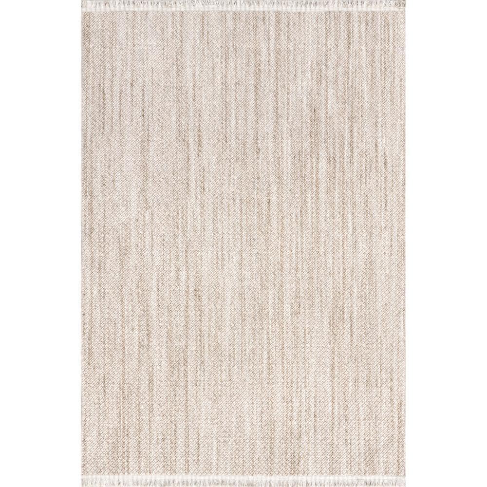 nuLOOM Posey Farmhouse Textured Fringe Natural 9 ft. x 12 ft. Area Rug ...