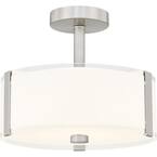 ASHLEY HARBOUR COLLECTION Porter 12.25 in. Brushed Nickel LED Semi ...