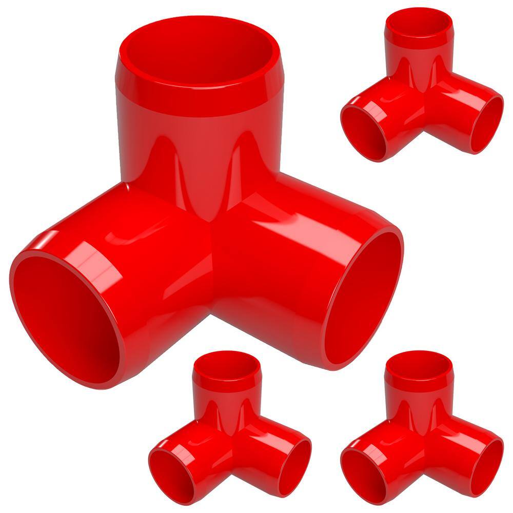 Formufit 1 in. Furniture Grade PVC 3-Way Elbow in Red (4-Pack) F0013WE ...