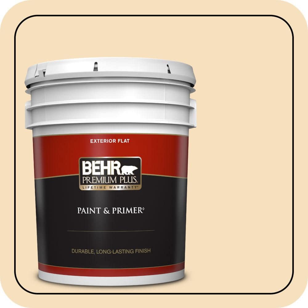 BEHR PREMIUM PLUS 5 gal. #310E-2 Stable Hay Flat Exterior Paint ...