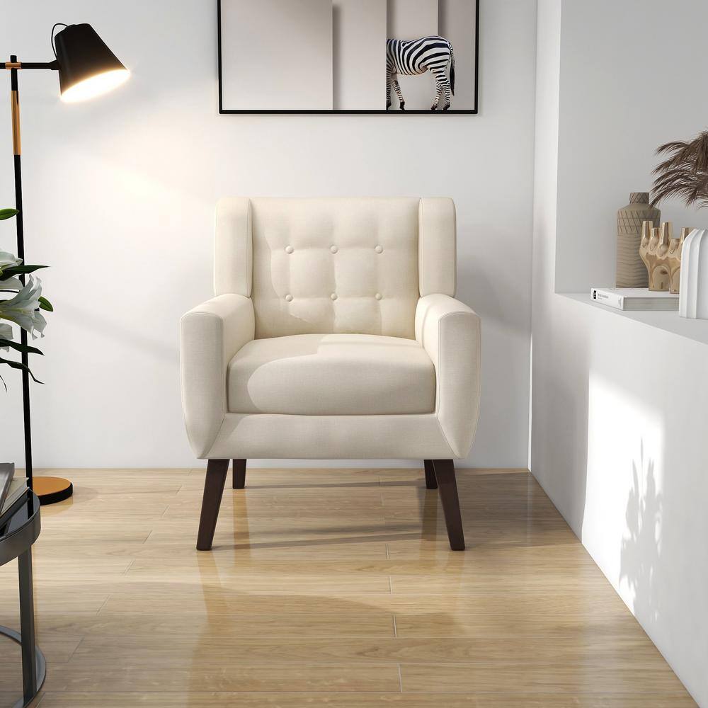 Uixe White Linen Arm Chair (Set of 1) IDF-SF0003-WHITE - The Home Depot