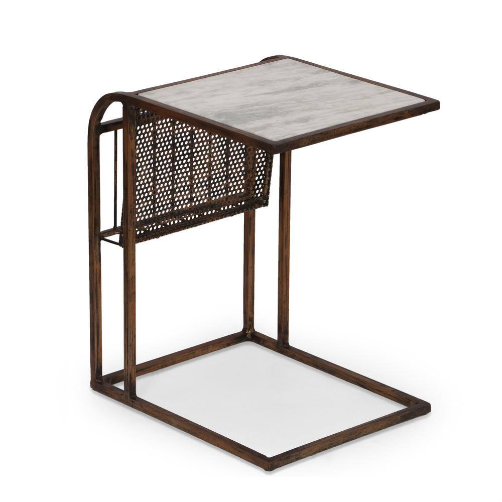 Noble House Condit 15 in. Natural White and Antique Brass Rectangle ...