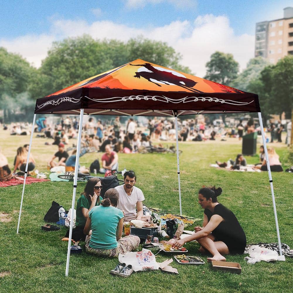 EAGLE PEAK 10 ft. W x 10 ft. D Slant Leg Pop-Up Canopy Tent E64SG ...