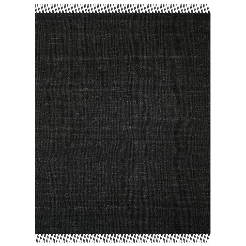 SAFAVIEH Natural Fiber Black 9 ft. x 12 ft. Solid Area Rug NF368D-9 ...