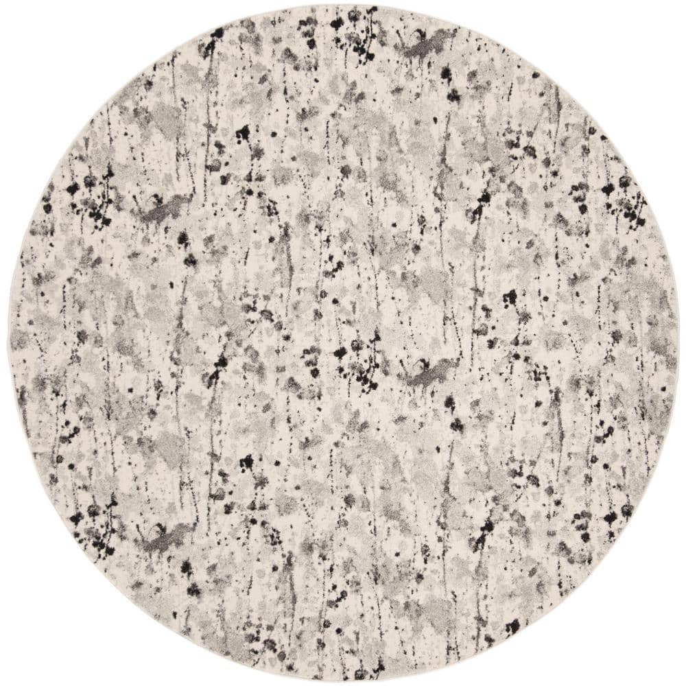 SAFAVIEH Evoke Ivory/Gray 7 ft. x 7 ft. Round Abstract Area Rug EVK284F ...