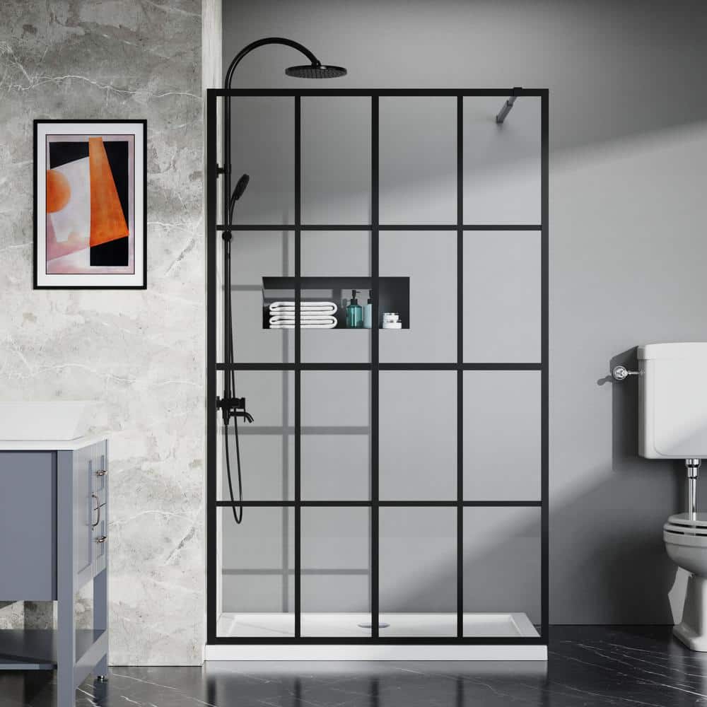ES-DIY 46 in. W x 72 in. H Fixed Single Panel Frameless Shower Door in ...