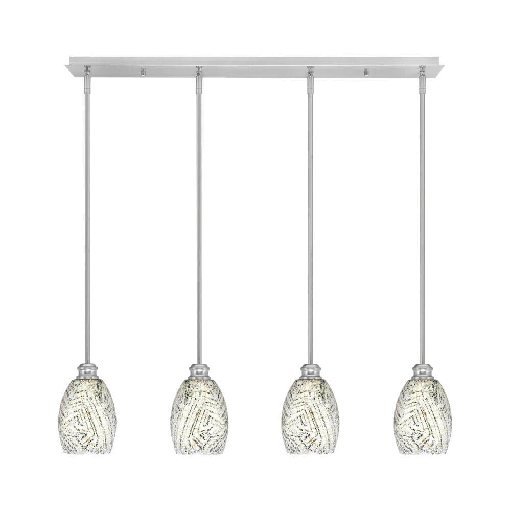 Albany 60-Watt 4-Light Brushed Nickel Linear Pendant Light with Natural ...