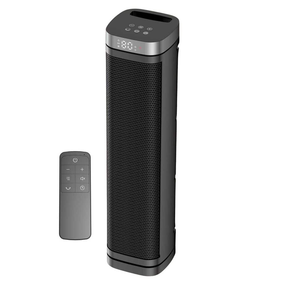1500W Gray Indoor Electric Ceramic Tower Heater Fan w Thermostat Remote ...