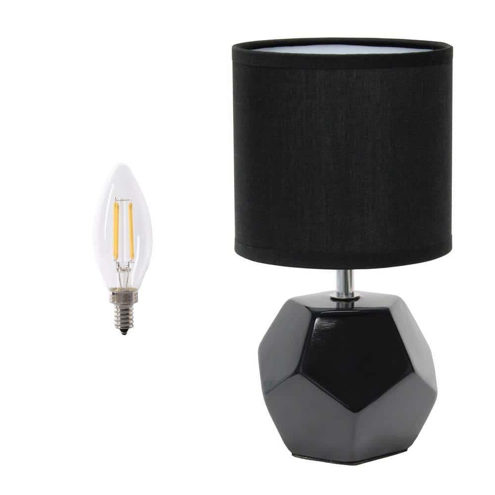 Simple Designs 10.24 in. Round Geometric Prism Mini Table Lamp for ...