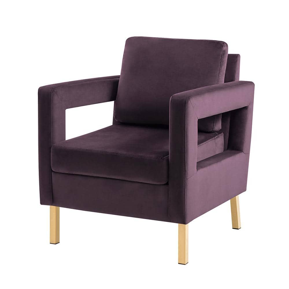 JAYDEN CREATION Anika Modern Purple Comfy Velvet Arm Chair with ...