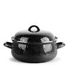 Golden Rabbit Solid Black Enamelware 4 qt. Round Porcelain-Coated Steel ...