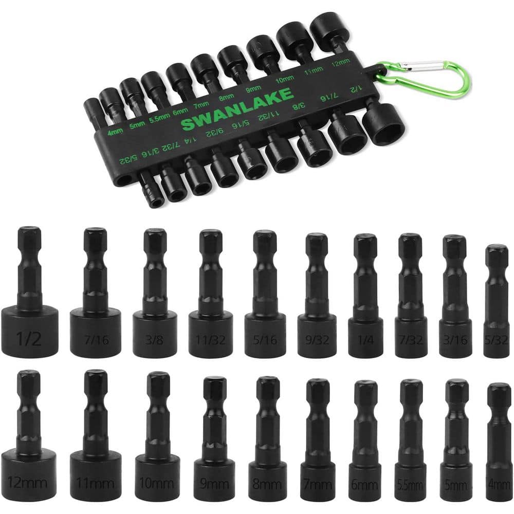 MYWISH 1/4 in. Hex Head Drill Bit Set SAE and Metric, Carbon Steel ...