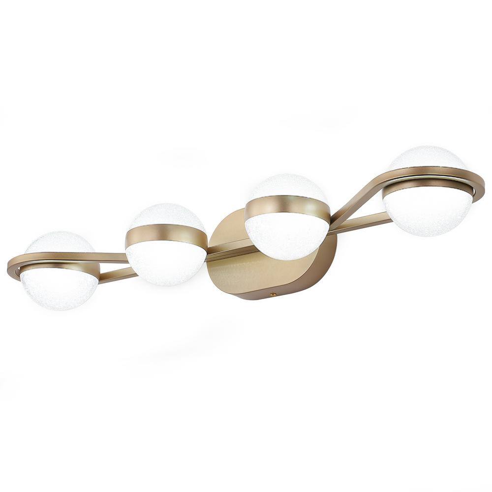 PUDO 29.5 in. 4-Light Contemporary Gold Minimalist Barthroom Vanity ...