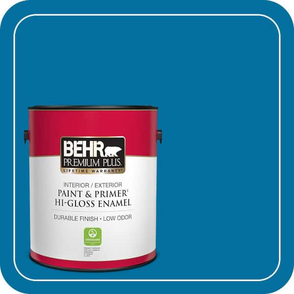 BEHR PREMIUM PLUS 1 gal. #550B-7 Blue Ocean Hi-Gloss Enamel Interior ...