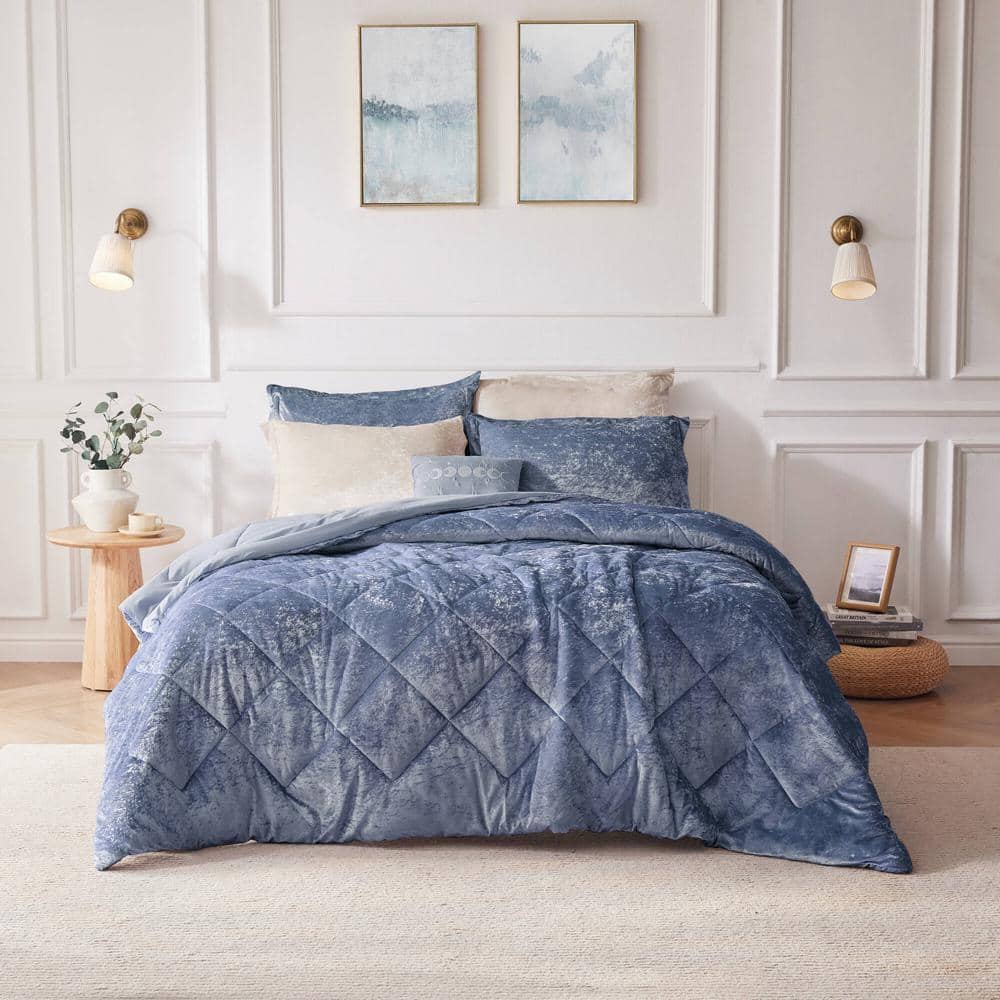 Intelligent Design Isabel 4-Piece Blue Polyester Full/Queen Duvet Cover ...