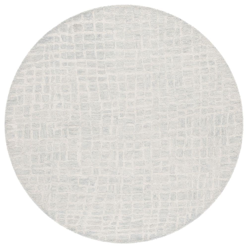 SAFAVIEH Ebony 6 ft. x 6 ft. Ivory/Light Blue Geometric Tile Abstract ...